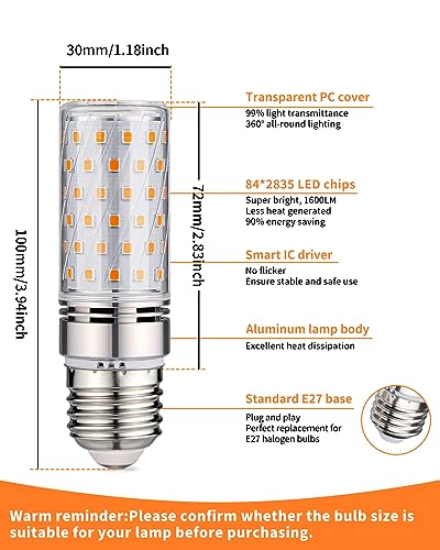 Tomosu Bombillas LED E27 Luz Calida 3000K 1600LM, 16W Bombilla LED E27 Equivalente a Bombillas ...